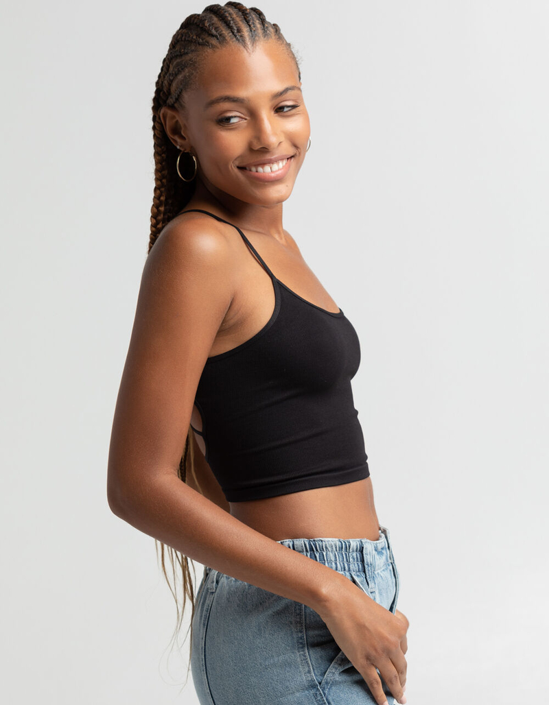 SKY AND SPARROW Womens Low Back Strappy Bralette - BLACK | Tillys