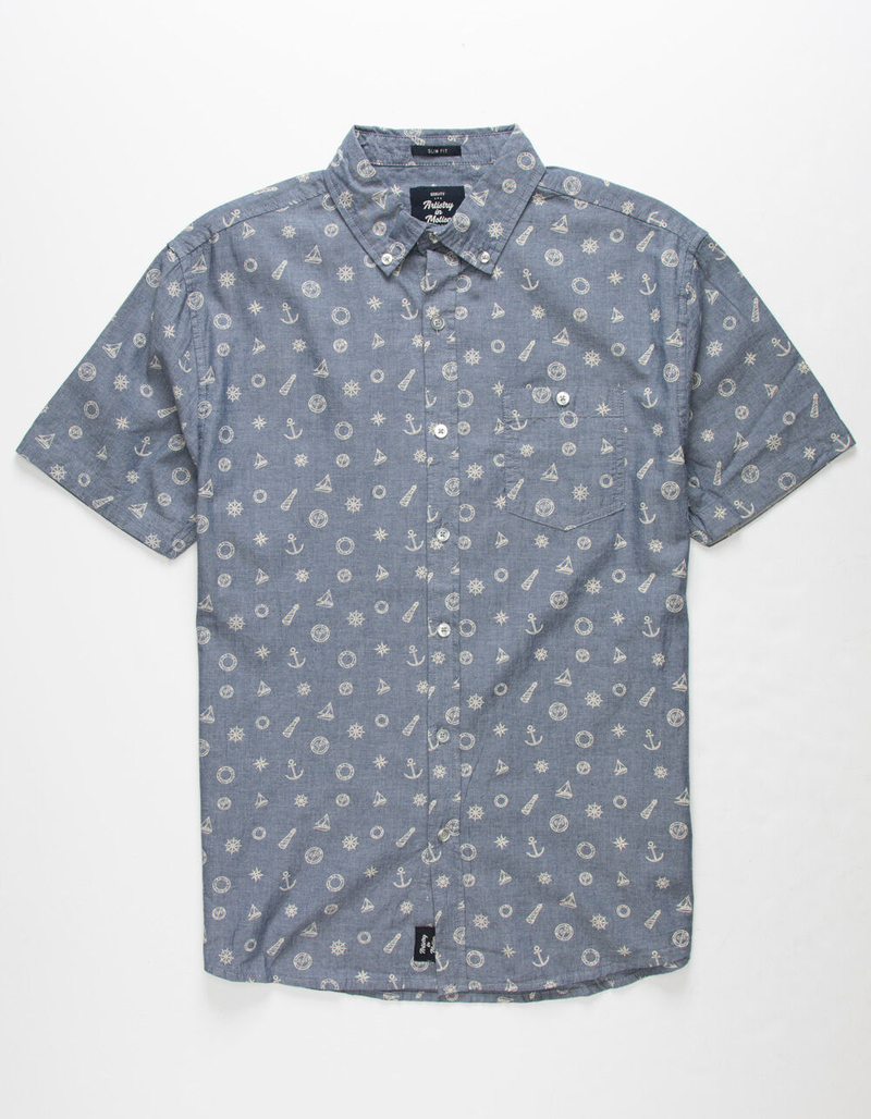 ARTISTRY IN MOTION Nautical Mens Button Up Shirt - NAVY - M | Tillys