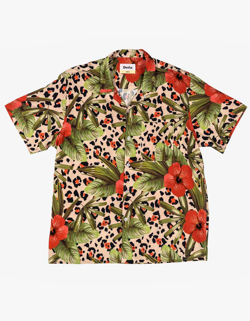 DUVIN Leo Floral Mens Button Up Shirt - BLACK COMBO - S | Tillys