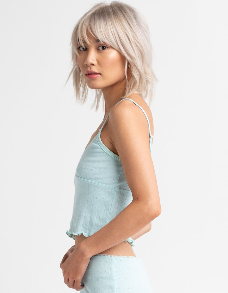 Sky And Sparrow Lace Trim Pointelle Womens Cami Blue M Tillys
