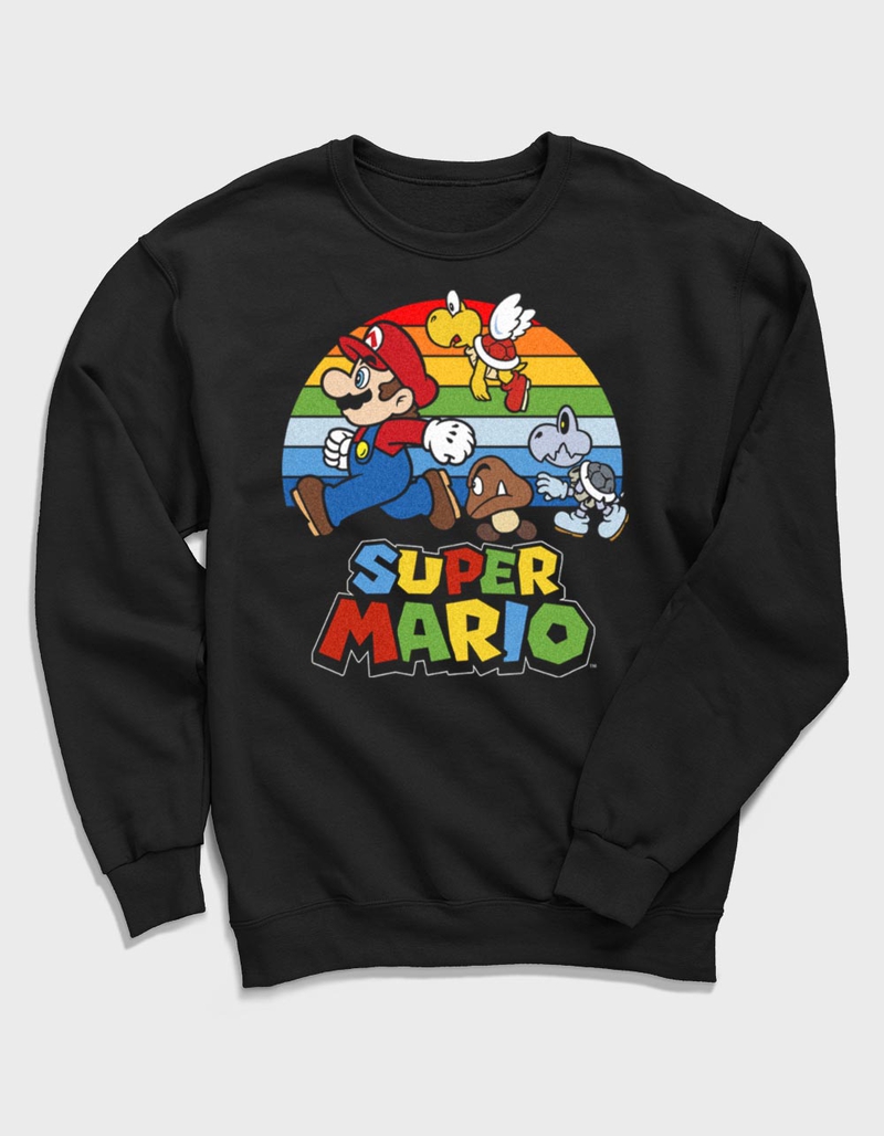 NINTENDO Super Mario Rainbow Fill Unisex Crewneck Sweatshirt - BLACK - L | Tillys