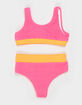 SEAESTA SURF Textured Girls Bralette Bikini Set - PINK COMBO - 8 | Tillys