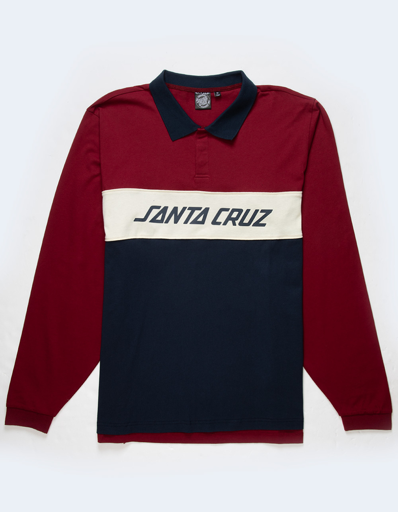 SANTA CRUZ Stripe Contrast Panel Mens Polo Shirt - MAROON - M | Tillys