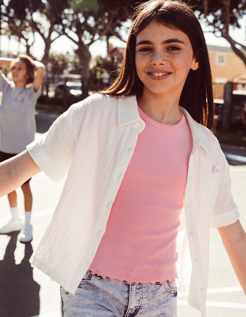 RSQ Girls Camp Shirt - WHITE - S | Tillys