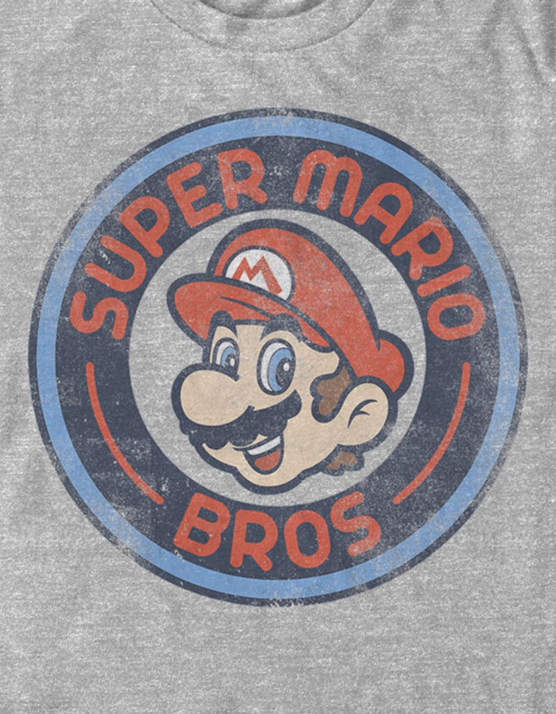 NINTENDO Super Mario Bros Circle Distressed Unisex Tee - HEATHER GRAY ...