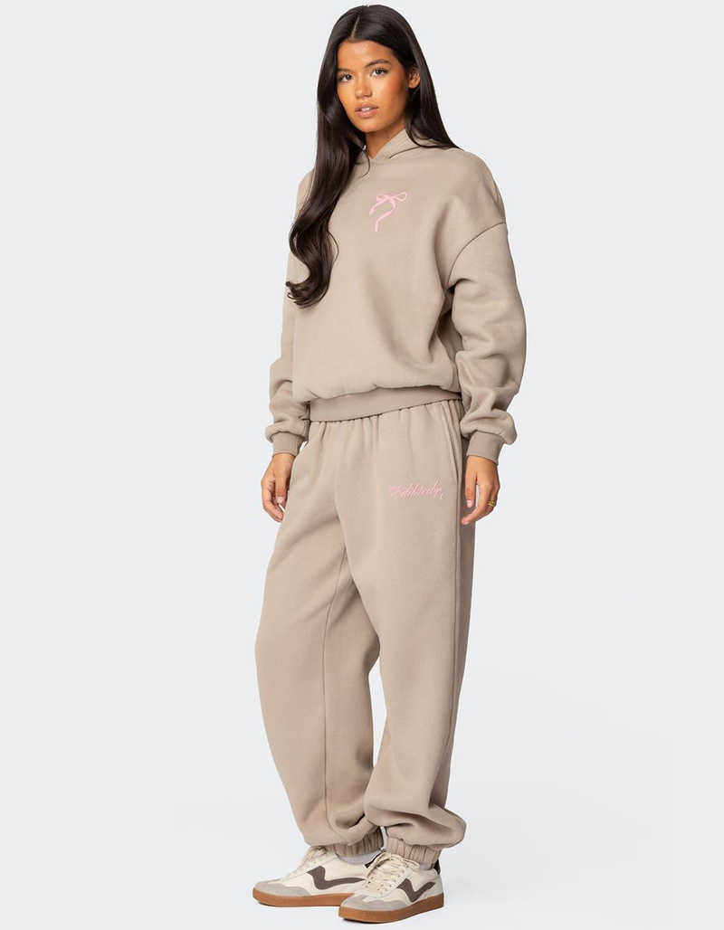 EDIKTED Sasha Bow Detail Sweatpants - BEIGE | Tillys