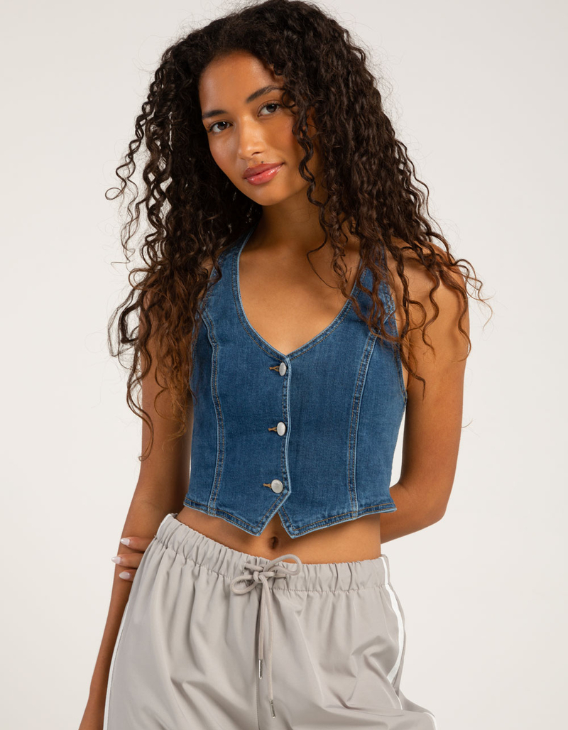 RSQ Womens Denim Halter Top - MEDIUM WASH - M | Tillys