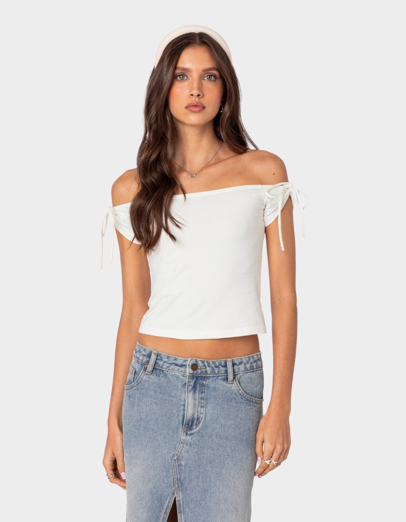 EDIKTED Jess Off Shoulder Top - WHITE | Tillys