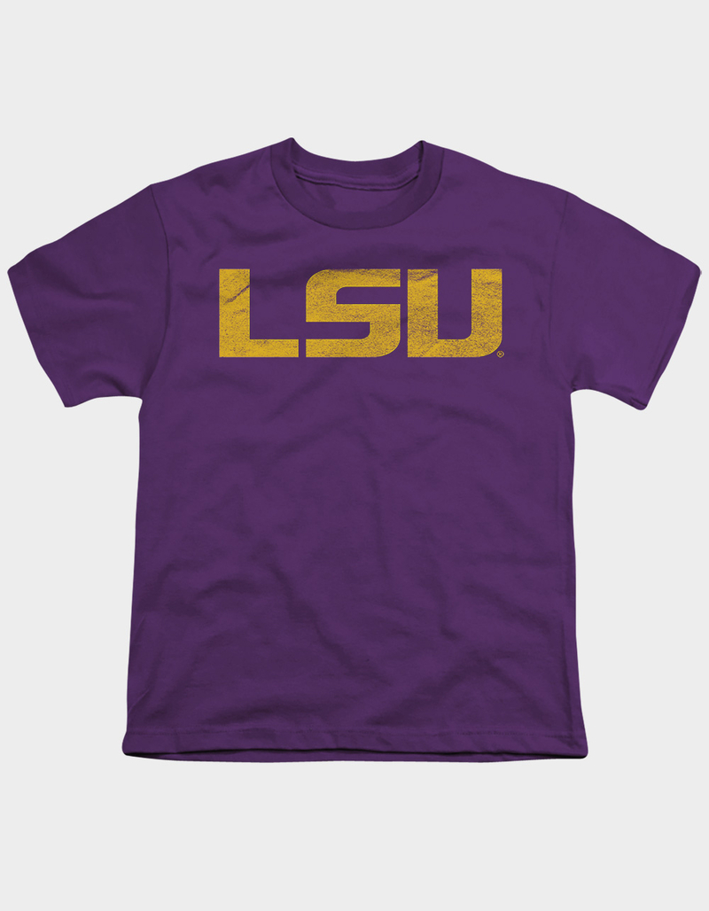 LOUISIANA STATE UNIVERSITY Distressed Logo Boys Tee - PURPLE - S | Tillys