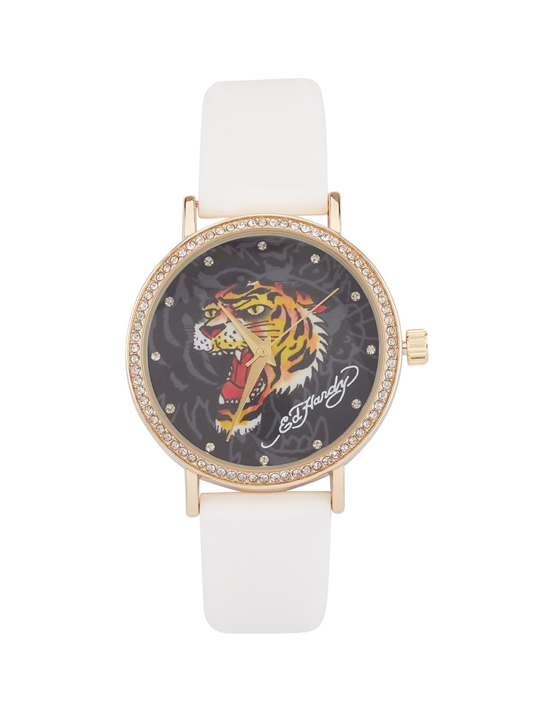 ED HARDY Tiger Watch - WHITE/GOLD - ONE SIZE | Tillys