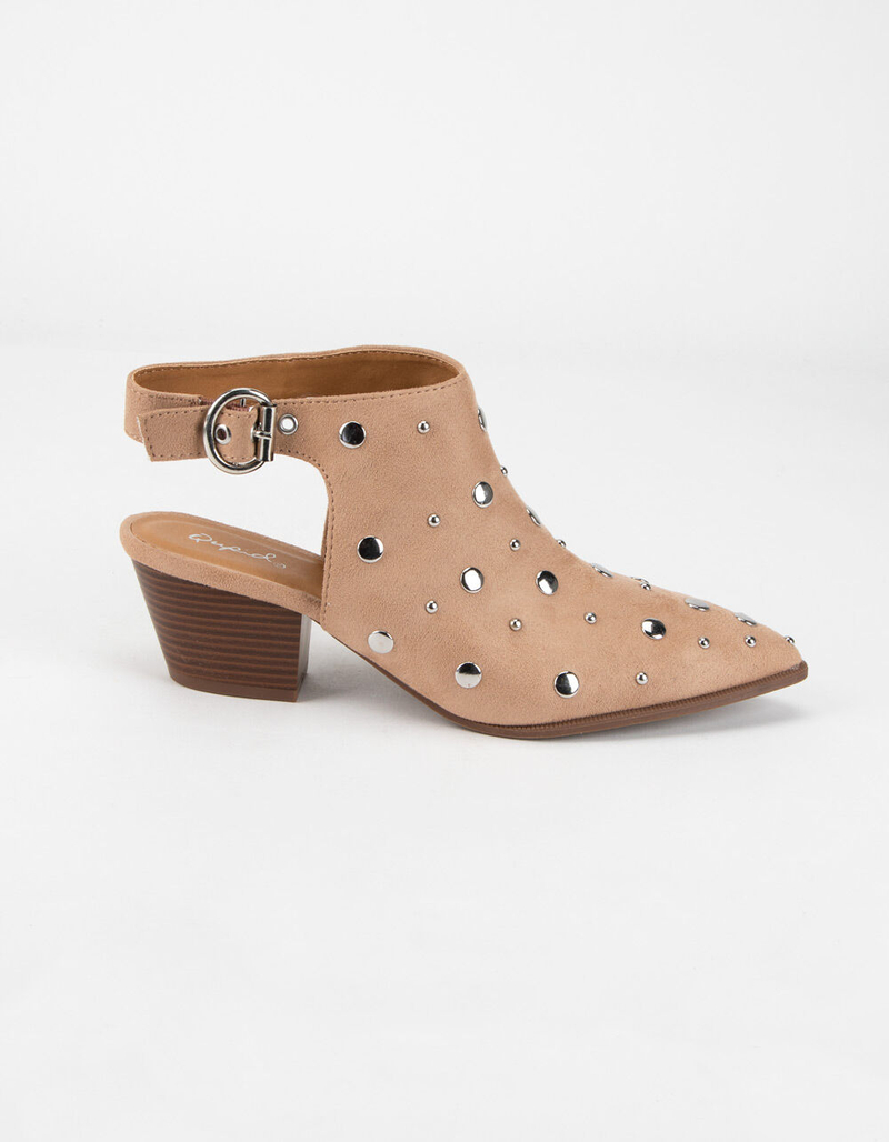 QUPID Studded Womens Taupe Slingback Booties - TAUPE - 8 | Tillys
