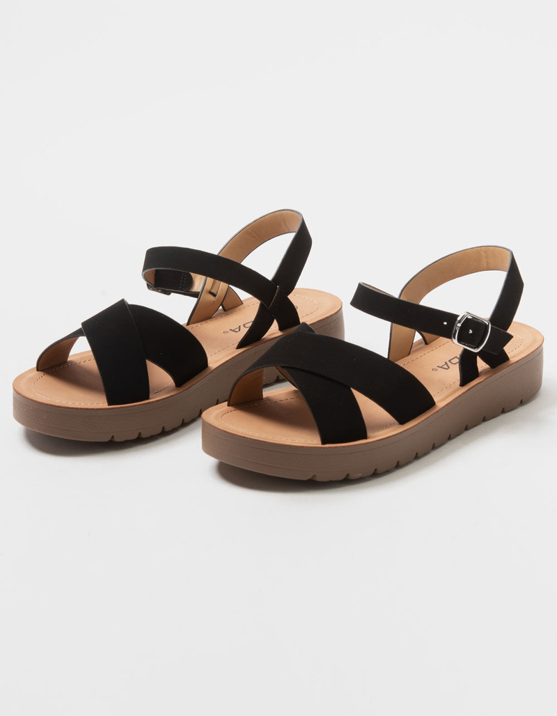 SODA Ankle Strap Womens Mini Flatform Sandals - BLACK | Tillys
