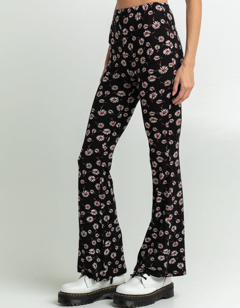 Sky And Sparrow Daisy Print Womens Flare Pants Black Combo Tillys