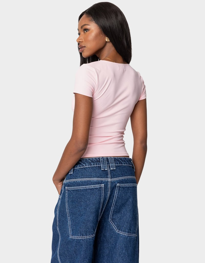 EDIKTED Katia V-Neck Top - PINK | Tillys