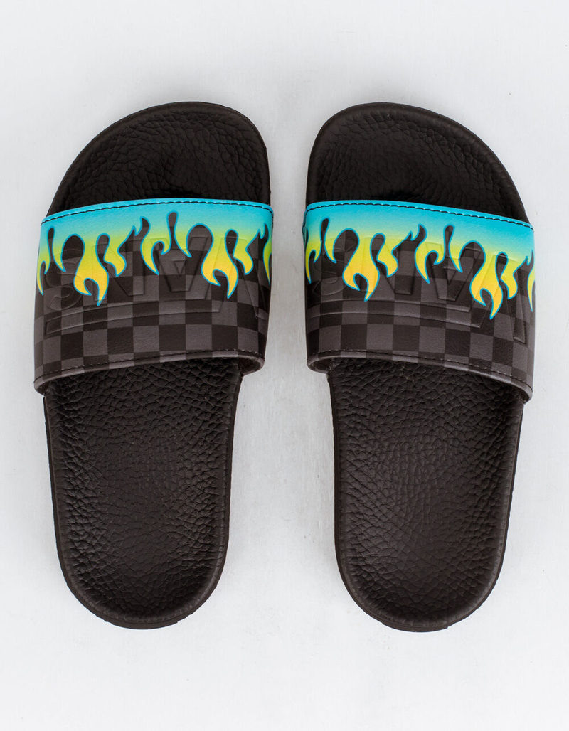 VANS Glow Flame Boys Slide Sandals - BLACK/CHECK - 3 | Tillys