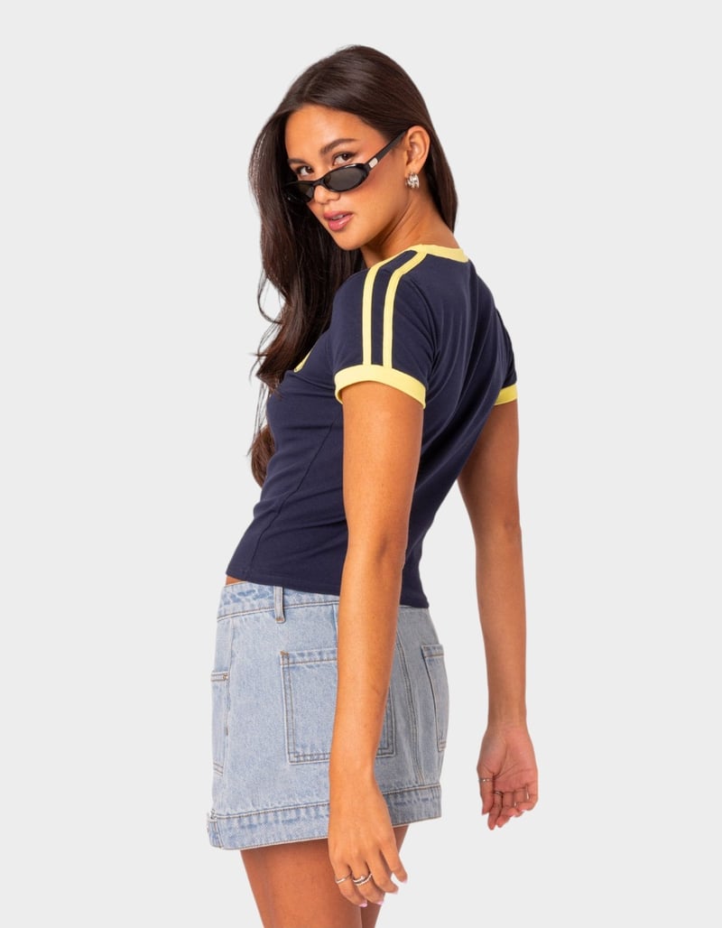 EDIKTED Kassidy Contrast Tee - NAVY | Tillys