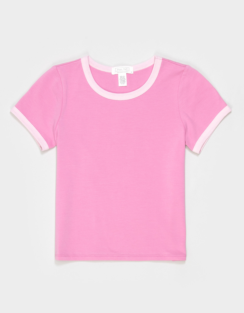 FULL TILT Essentials Girls Ringer Tee - PINK | Tillys