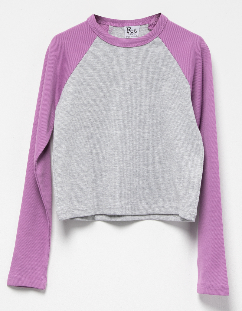 FULL CIRCLE TRENDS Colorblock Girls Raglan Top - PURPLE COMBO | Tillys
