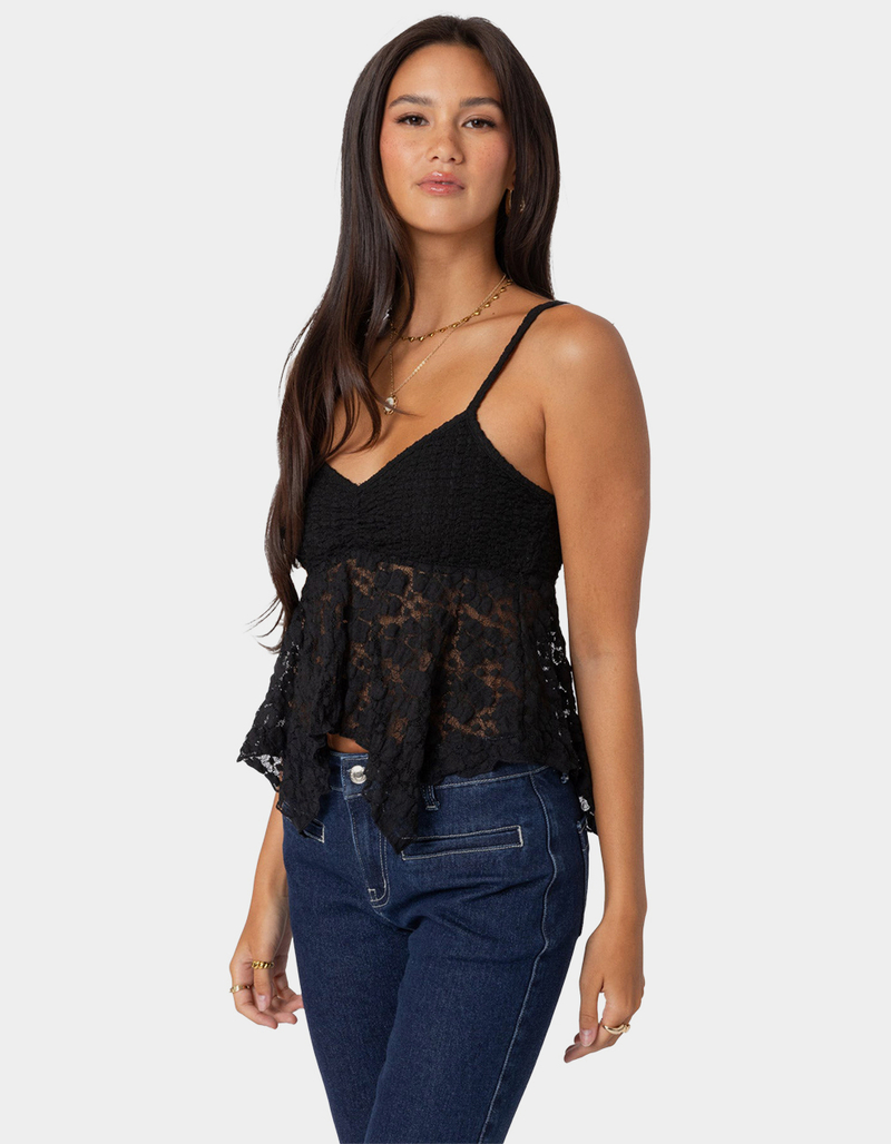 EDIKTED Orchid Sheer Lace Top - BLACK | Tillys