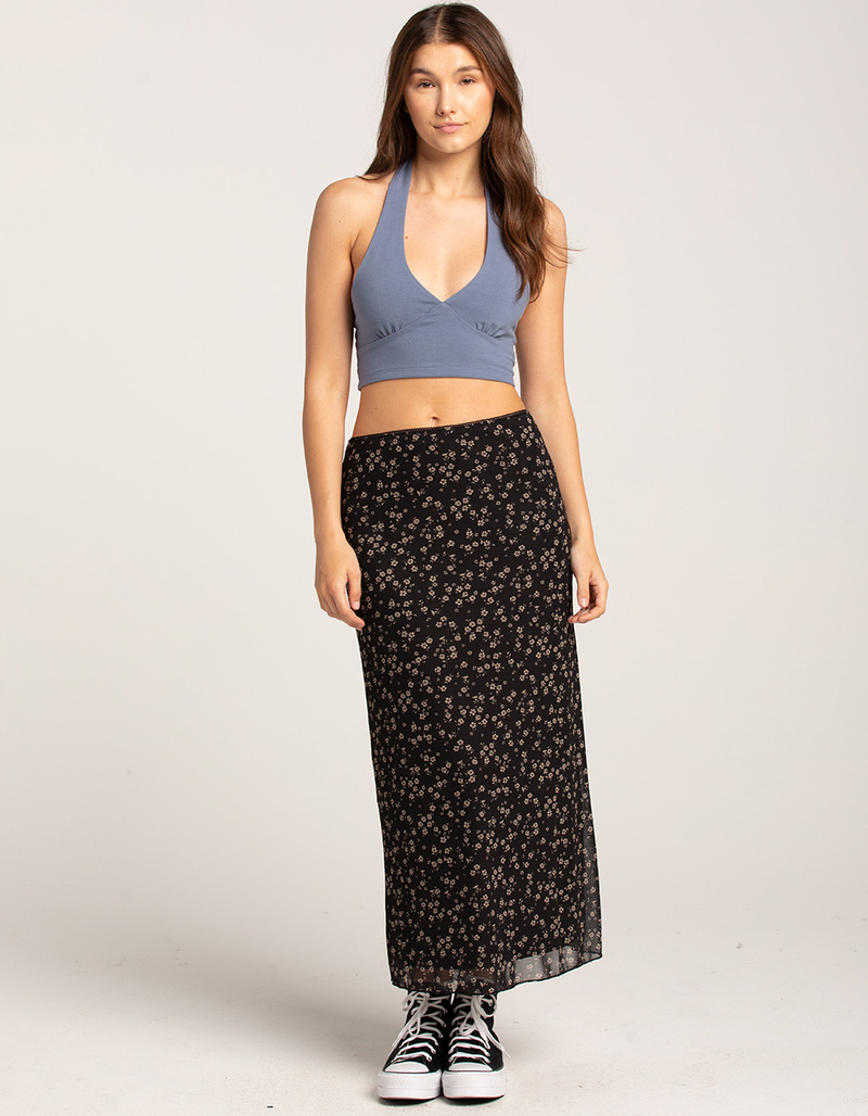 RSQ Womens Low Rise Mesh Maxi Skirt - BLK/KHAKI - S | Tillys
