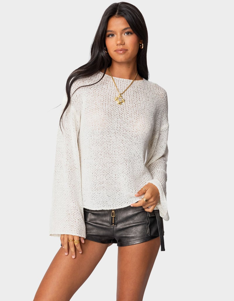 EDIKTED Drop Shoulder Light Knit Sweater - WHITE | Tillys