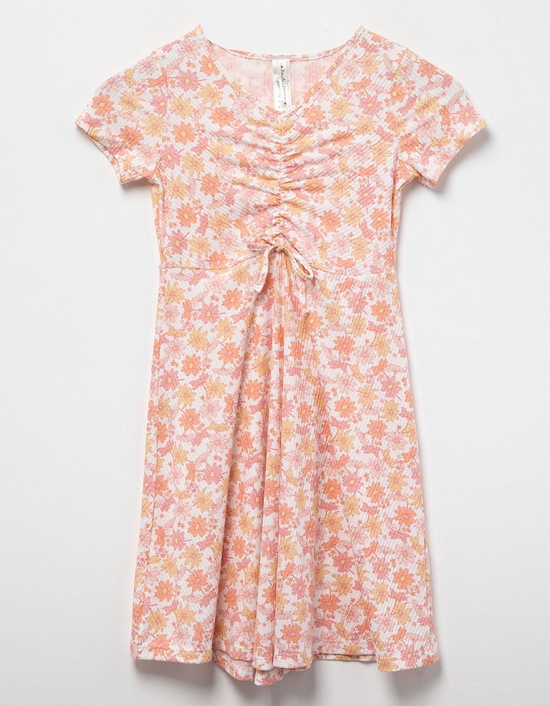 HEART AND ARROW Floral Cinch Front Girls Dress - PINK COMBO | Tillys