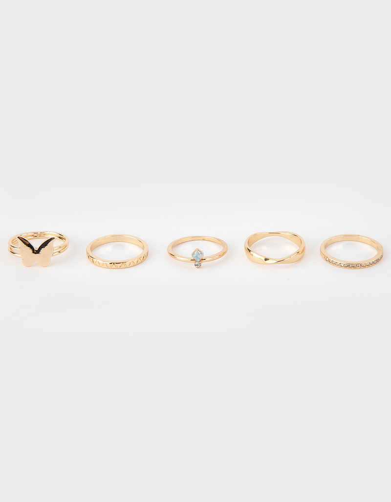 FULL TILT 5 Pack Dainty Butterfly Ring Set - GOLD - 6 | Tillys