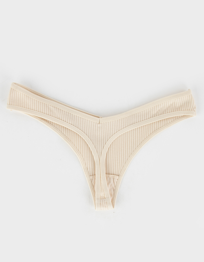 Sky And Sparrow Rib V Thong Cream Tillys