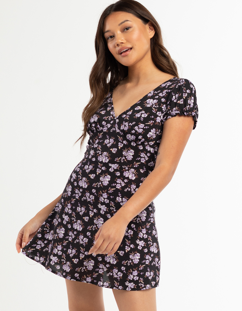 RSQ Open Floral Open Back Dress - BLACK | Tillys