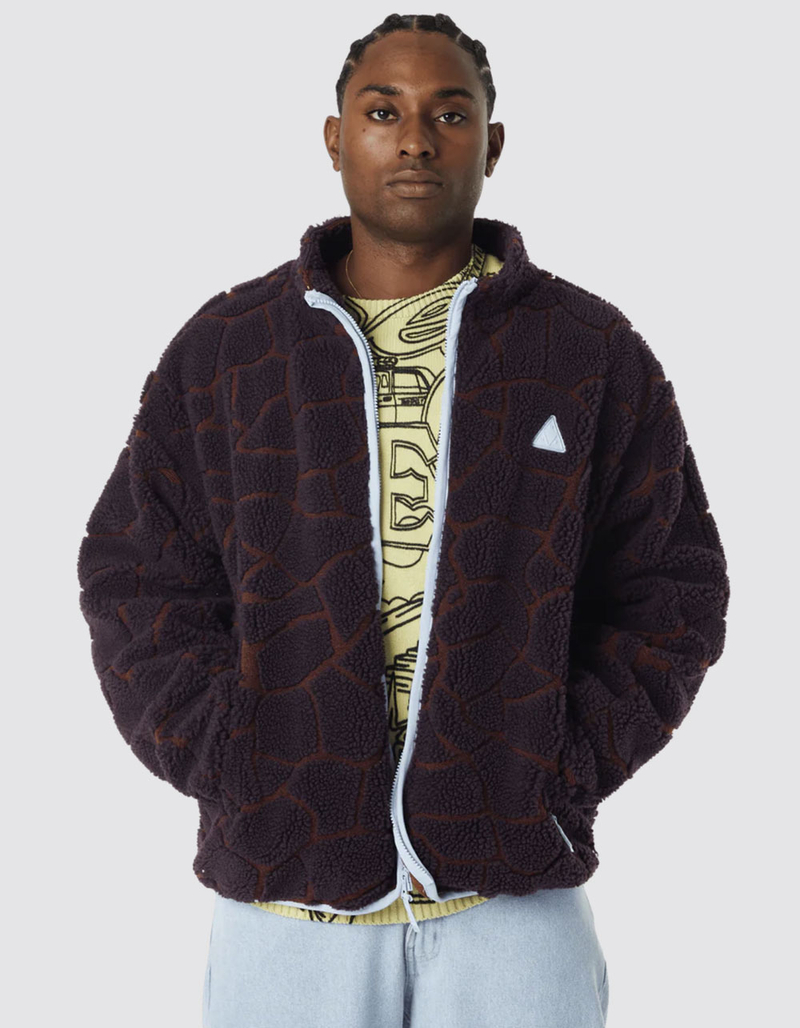 HUF Quake Mens High Pile Fleece Jacket - BROWN COMBO - XXL | Tillys