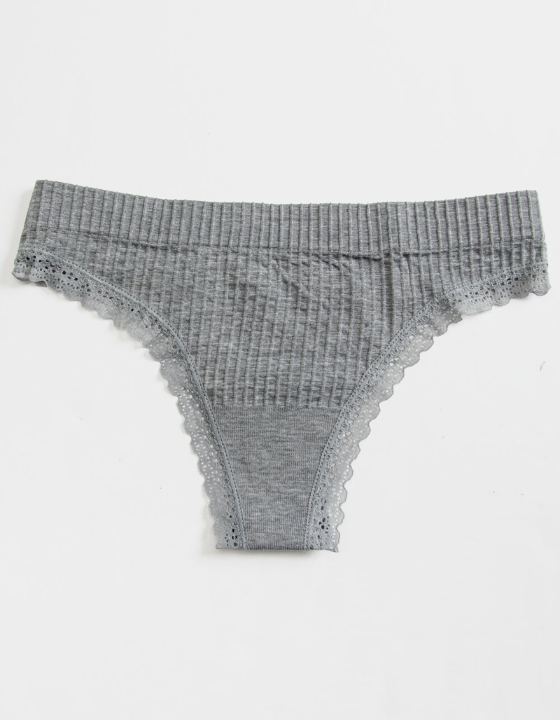 FULL TILT Seamless Rib Thong - HEATHER GRAY - XL | Tillys