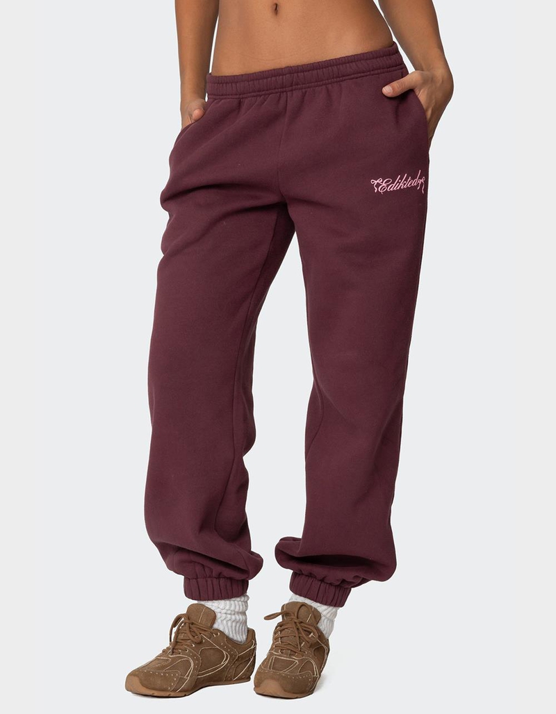 EDIKTED Sasha Bow Detail Sweatpants - DK RED - XL | Tillys