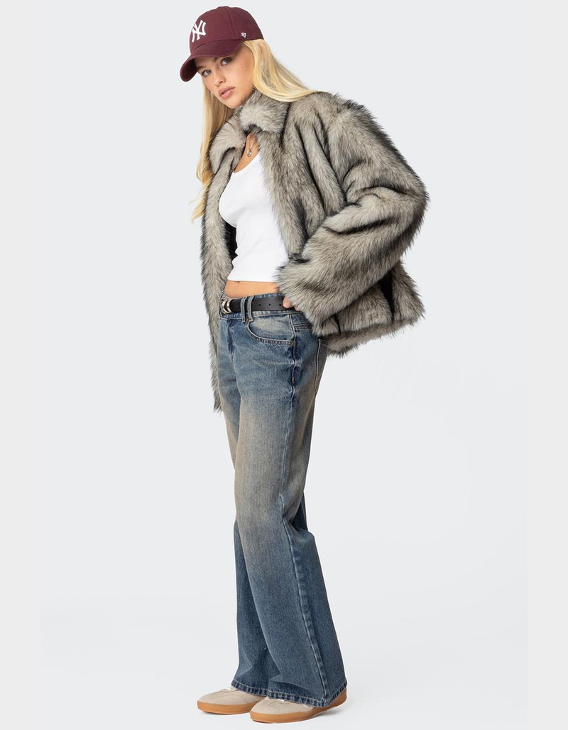 EDIKTED Mob Wife Faux Fur Jacket - BLACK | Tillys