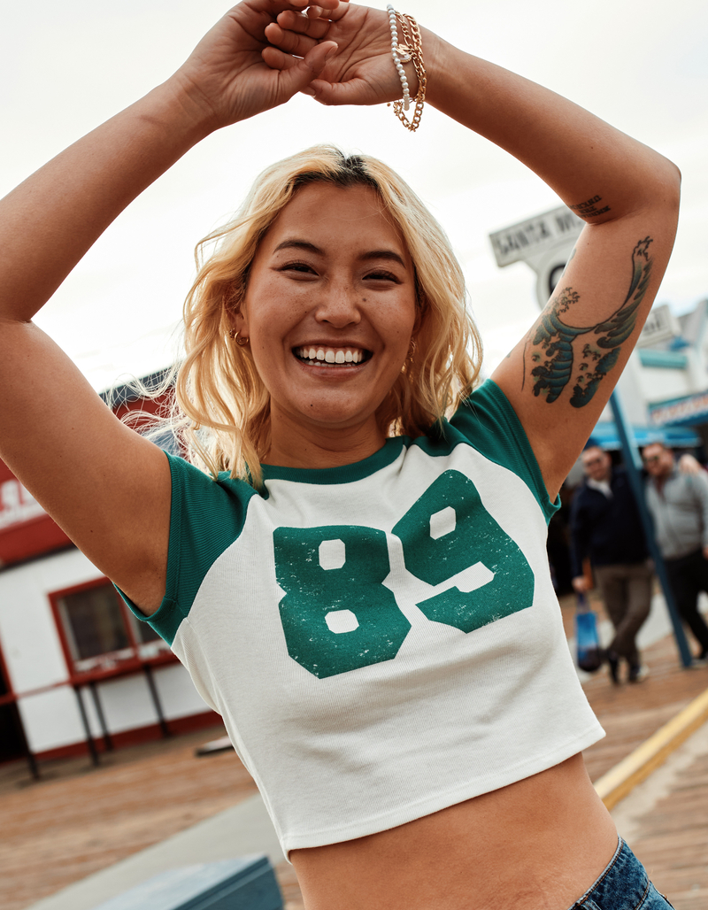 RSQ Womens #89 Raglan Baby Tee - GREEN - M | Tillys