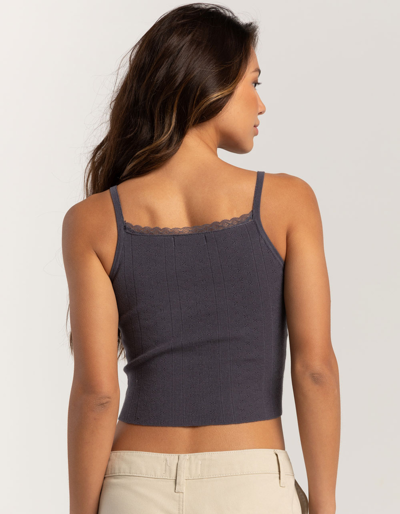 RSQ Womens Pointelle Lace Trim Cami - SLATE | Tillys