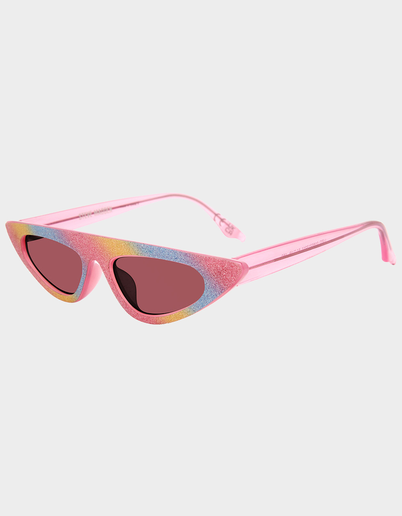 STEVE MADDEN Lizo Pink Glitter Womens Sunglasses - RAINBOW - ONE SIZE ...