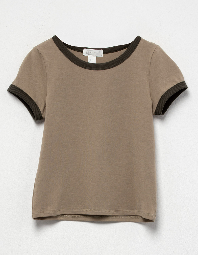 FULL TILT Essentials Girls Ringer Tee - GREEN COMBO | Tillys