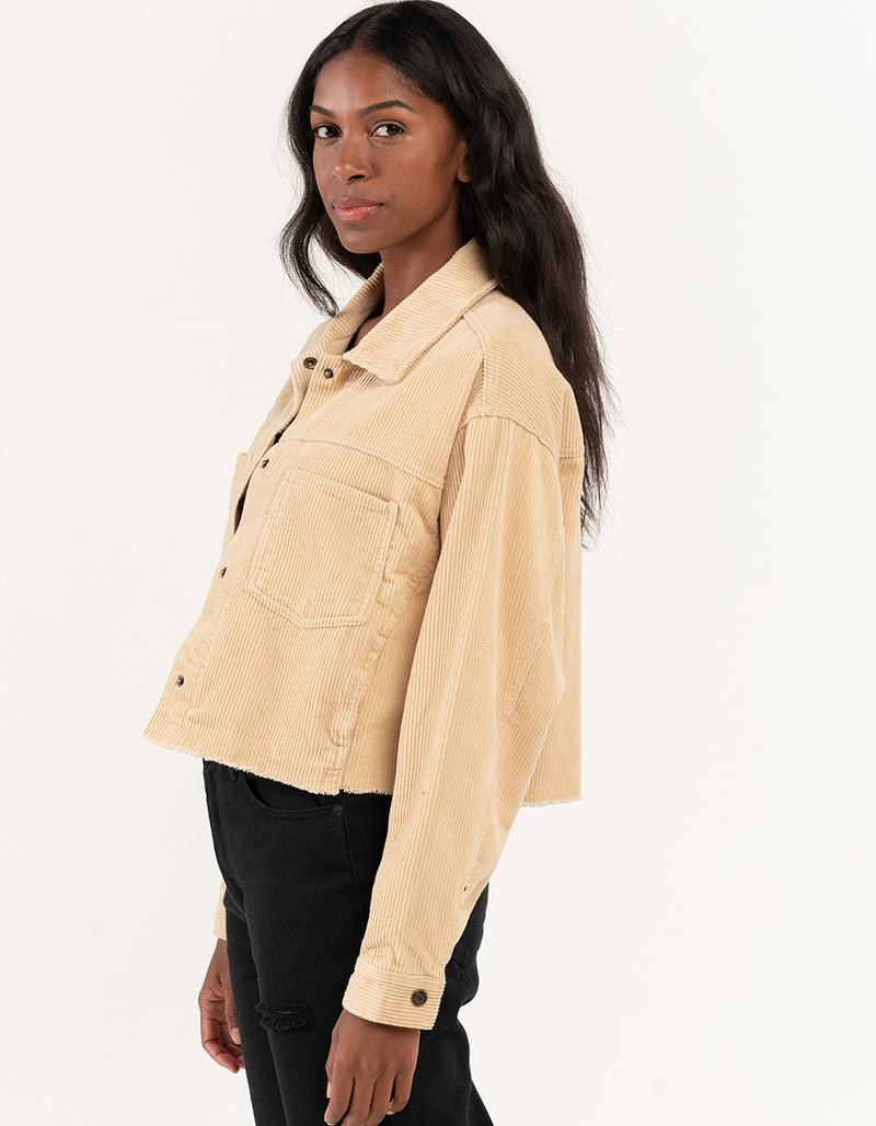 RSQ Womens Cord Raw Hem Crop Jacket - CREAM | Tillys