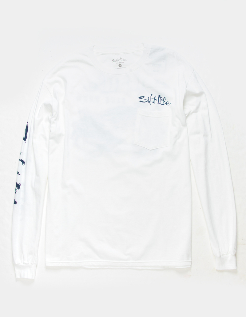 SALT LIFE Blue Brew Crab Mens Pocket Tee - WHITE - L | Tillys
