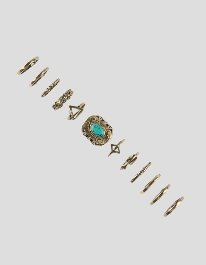 FULL TILT 12 Piece Triangle & Arrow Rings - GOLD - 8 | Tillys