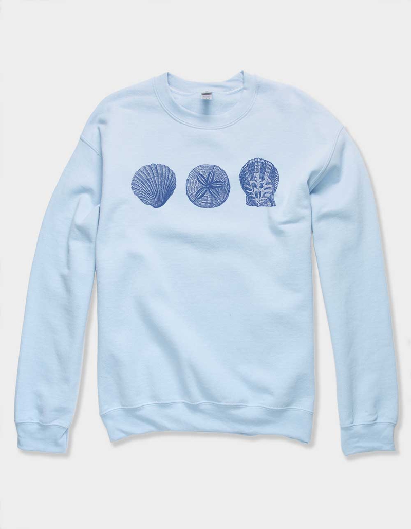 SHELL Blue Beach Seashells Unisex Crewneck Sweatshirt - LIGHT BLUE | Tillys