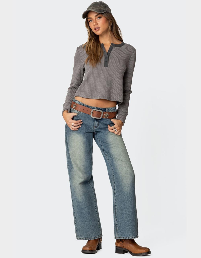 EDIKTED Ruth Henley Waffle Top - GRAY - S | Tillys