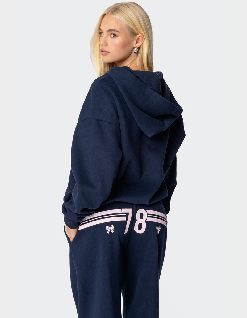 EDIKTED 78 Bow Zip Up Hoodie - NAVY - XL | Tillys