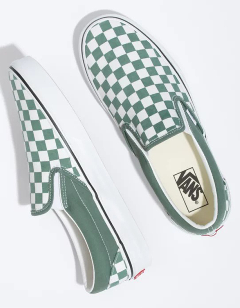 VANS Color Theory Classic Slip-On Shoes - GREEN/WHITE | Tillys