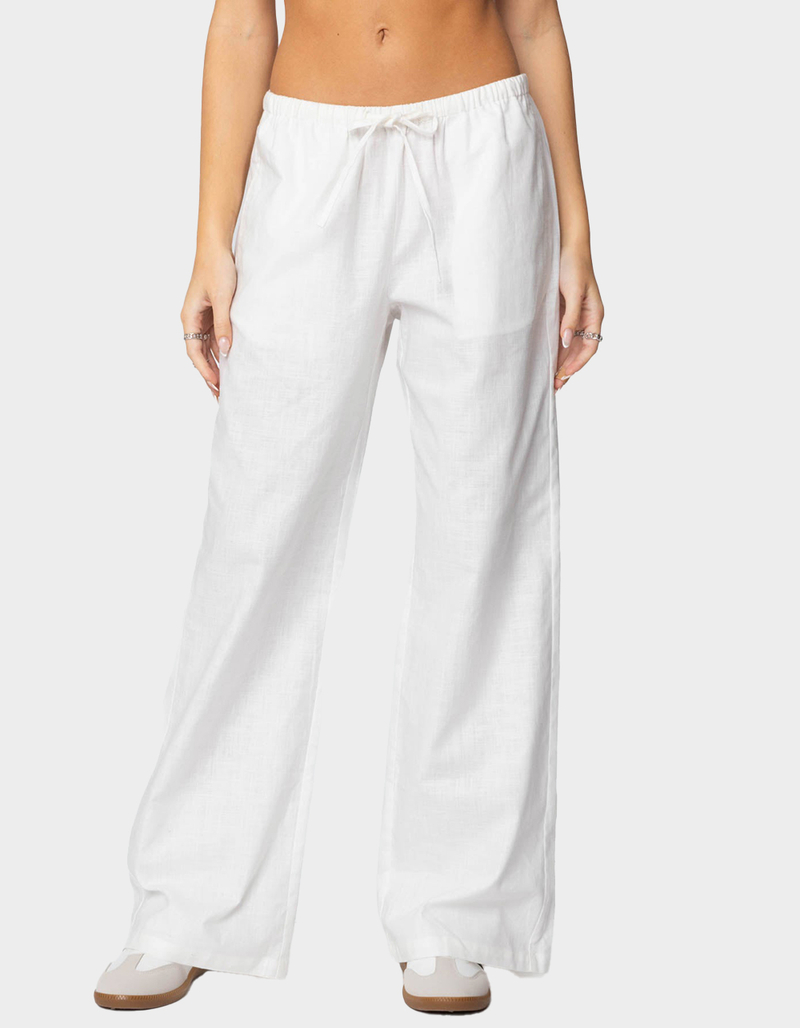 EDIKTED Alexa Linen Blend Pants - WHITE | Tillys