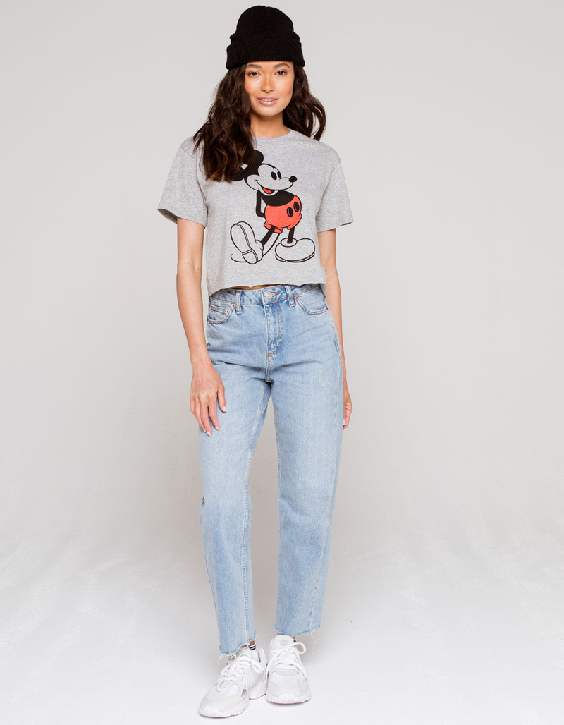 MIGHTY FINE Mickey Mouse Classic Womens Crop Tee - HEATHER GRAY - L ...