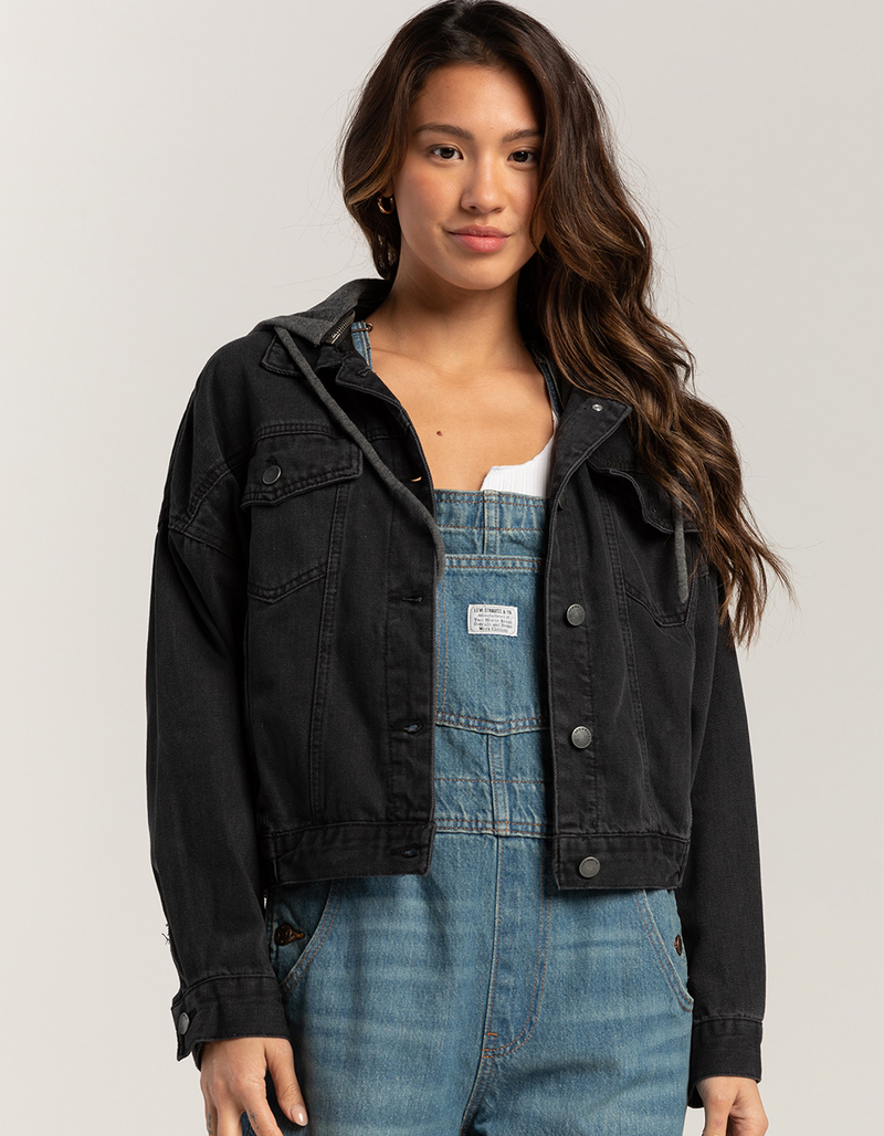 STOOSH Hooded Womens Denim Jacket - BLACK - XL | Tillys