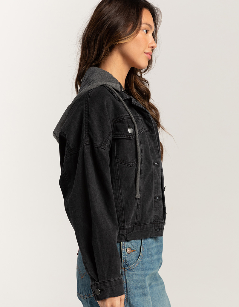 STOOSH Hooded Womens Denim Jacket - BLACK - XL | Tillys