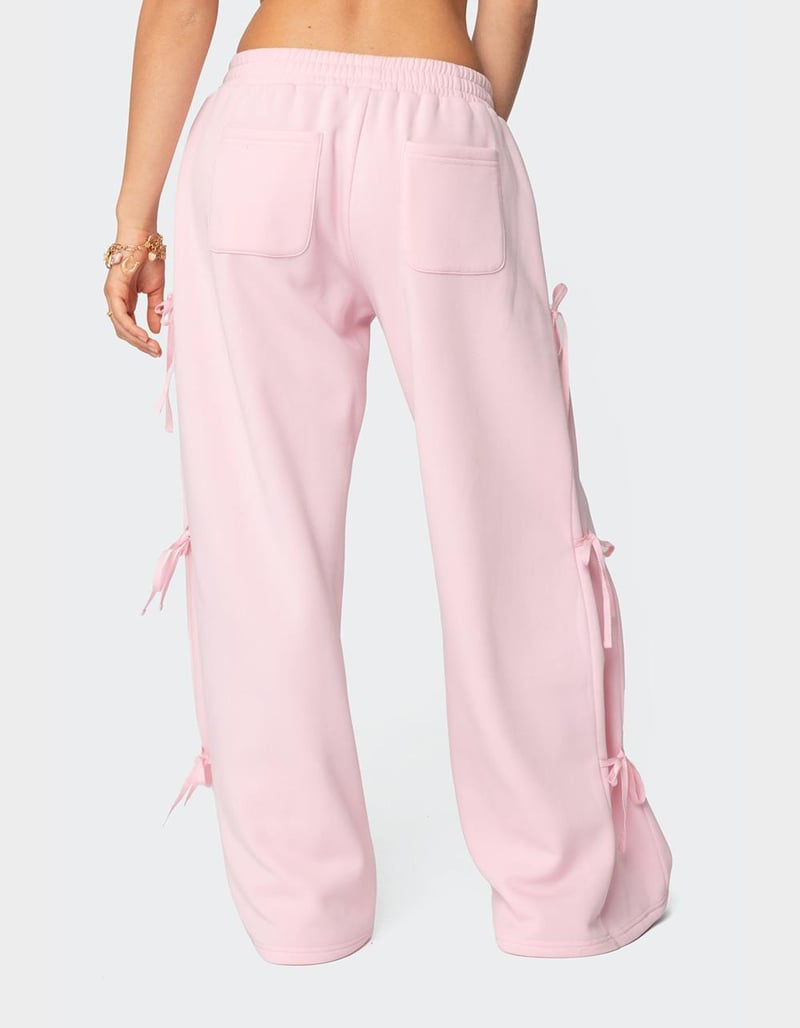 EDIKTED Claudette Baggy Ribbon Sweatpants - PINK | Tillys