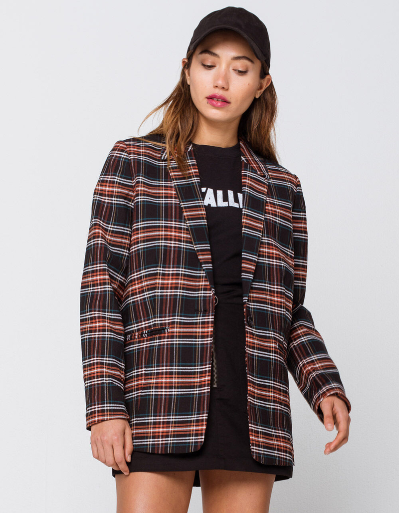 VOLCOM Frochickie Plaid Womens Blazer - BLACK COMBO - S | Tillys